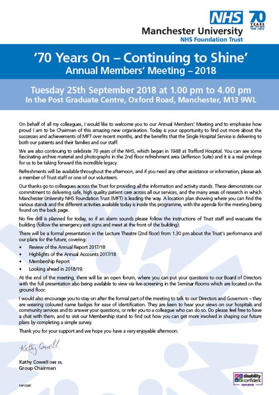 Annual Members’ Meeting - Manchester University NHS Foundation Trust