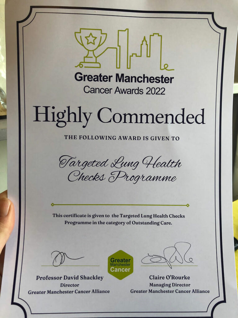 The Manchester Lung Health Check Programme Shortlisted for a Greater ...